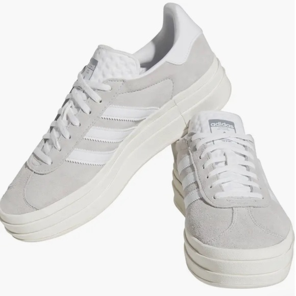 adidas | Shoes | Adidas Womens Gazelle Platform Sneakers Light Gray And ...